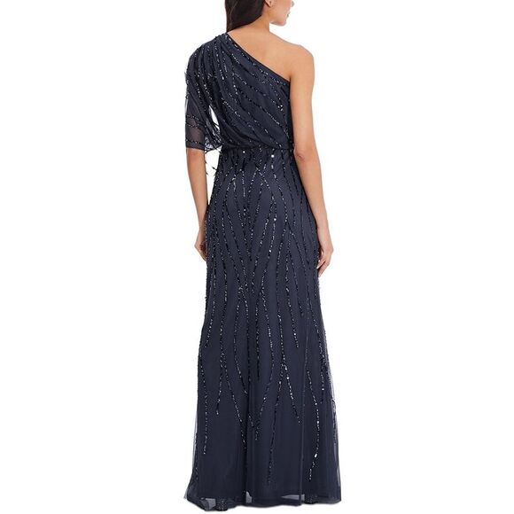 Adrianna Papell | Dresses | Adrianna Papell Long One Shoulder Beaded Dress | Poshmark